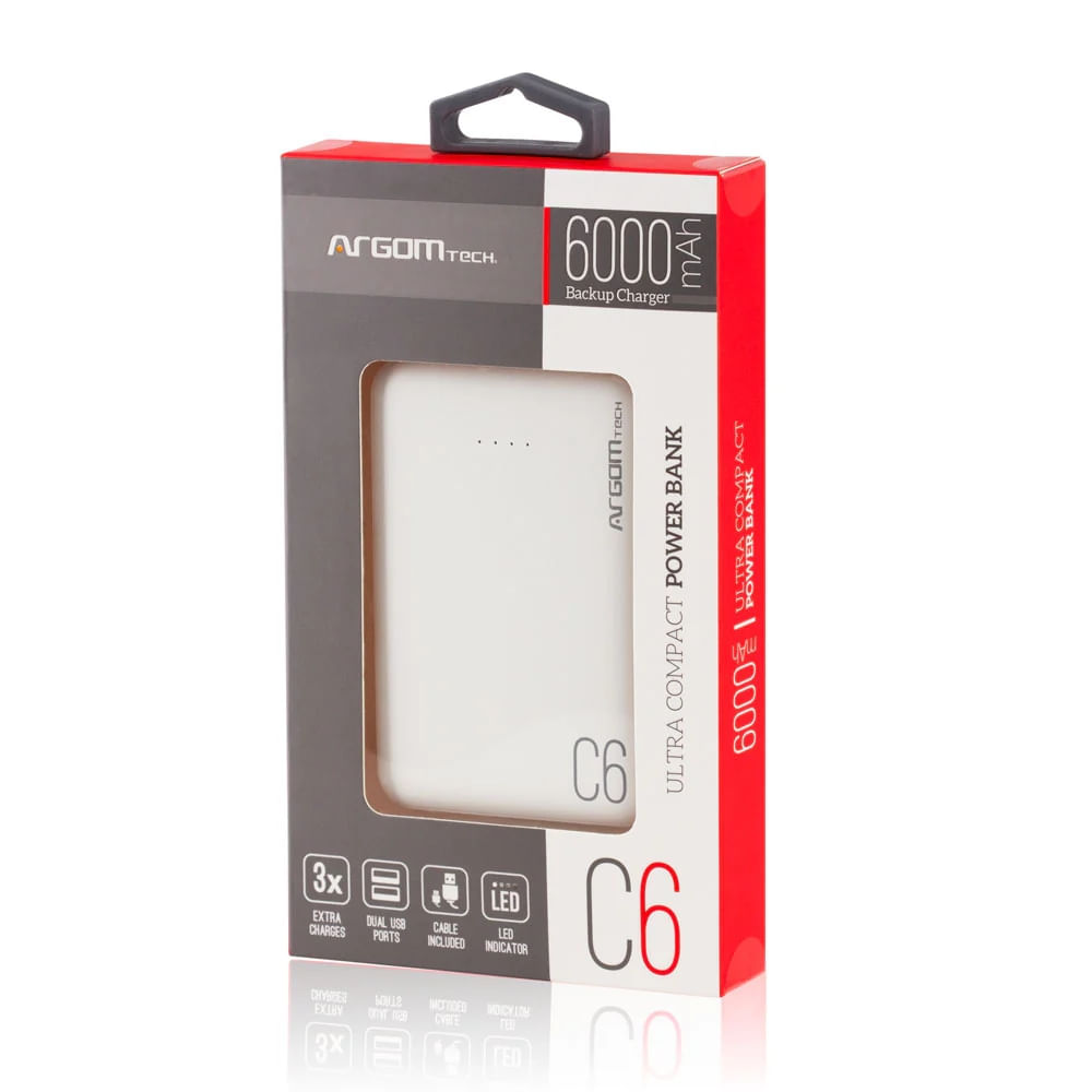 Power Bank Argom C6 Blanca - Elektra Guatemala